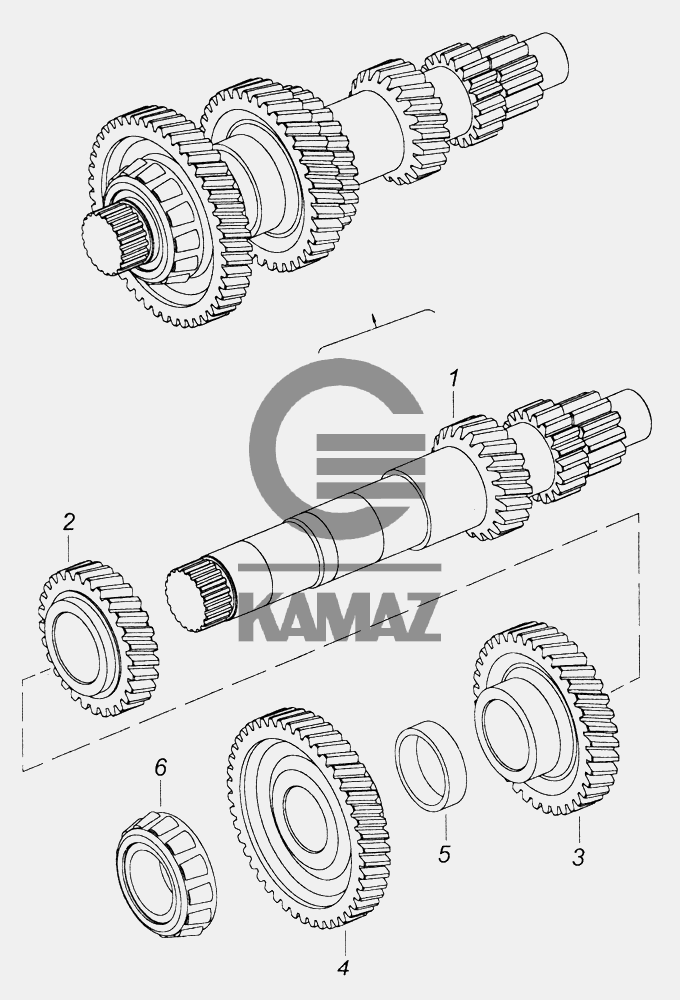 154.1701047 Вал промежуточный для автомобиля КАМАЗ 43261 (Евро-1, 2), 6 ...