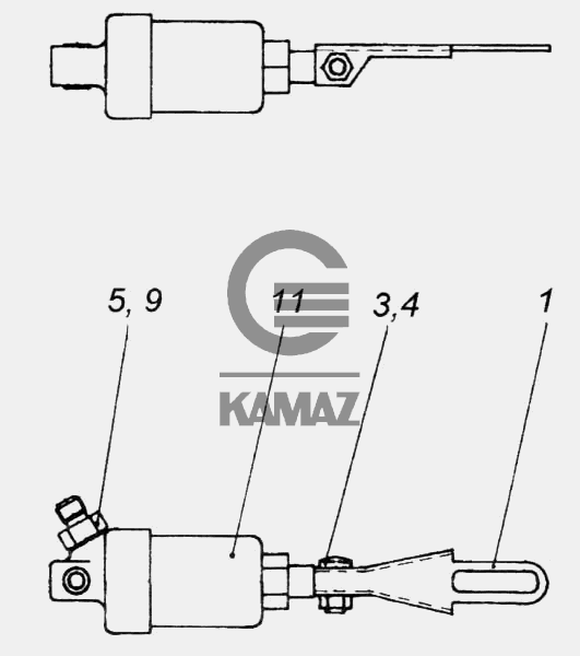 Цилиндр пневматический 30x25 с тягой для автомобиля КАМАЗ 5360, 6 дет.